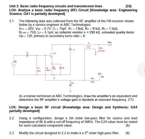 [33] Unit 2: Basic radio frequency circuits and | Chegg.com