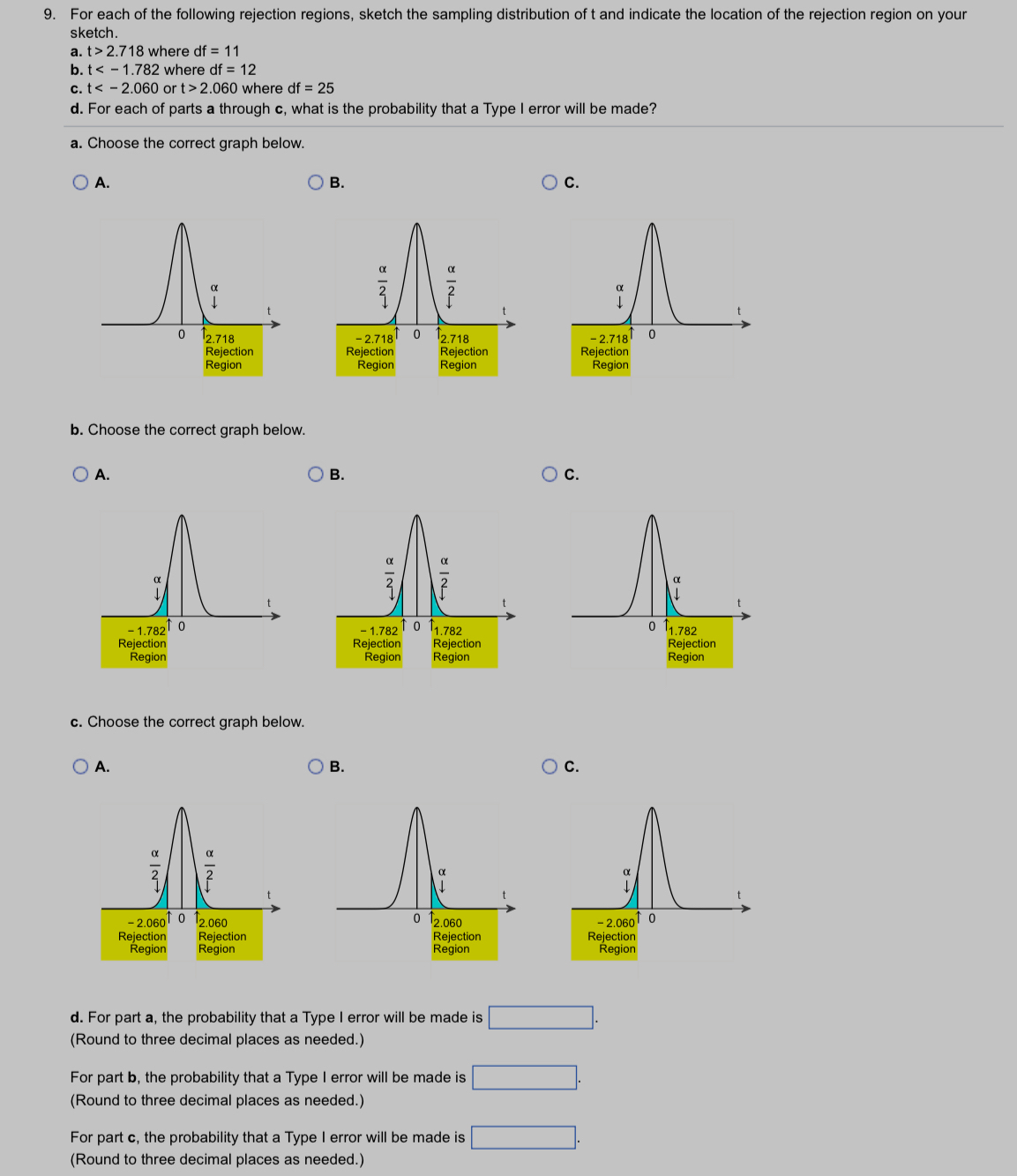 Solved For each of the following rejection regions, sketch | Chegg.com