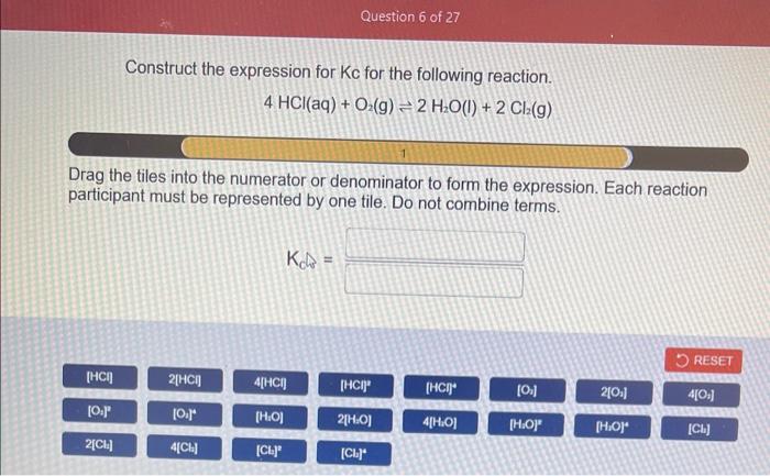 Solved Construct the expression for Kc for the following | Chegg.com