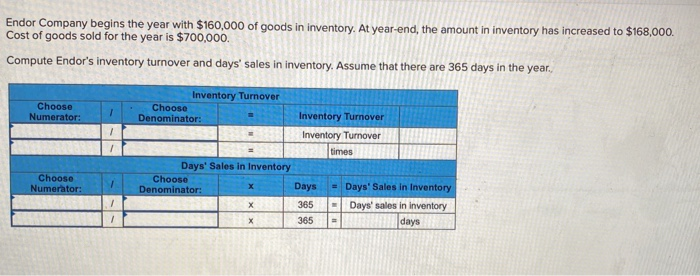Solved Endor Company begins the year with $160,000 of goods | Chegg.com