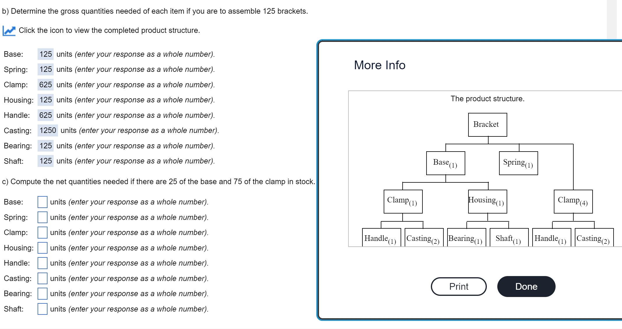 Solved c) ﻿Compute the net quantities needed if there are 25 | Chegg.com