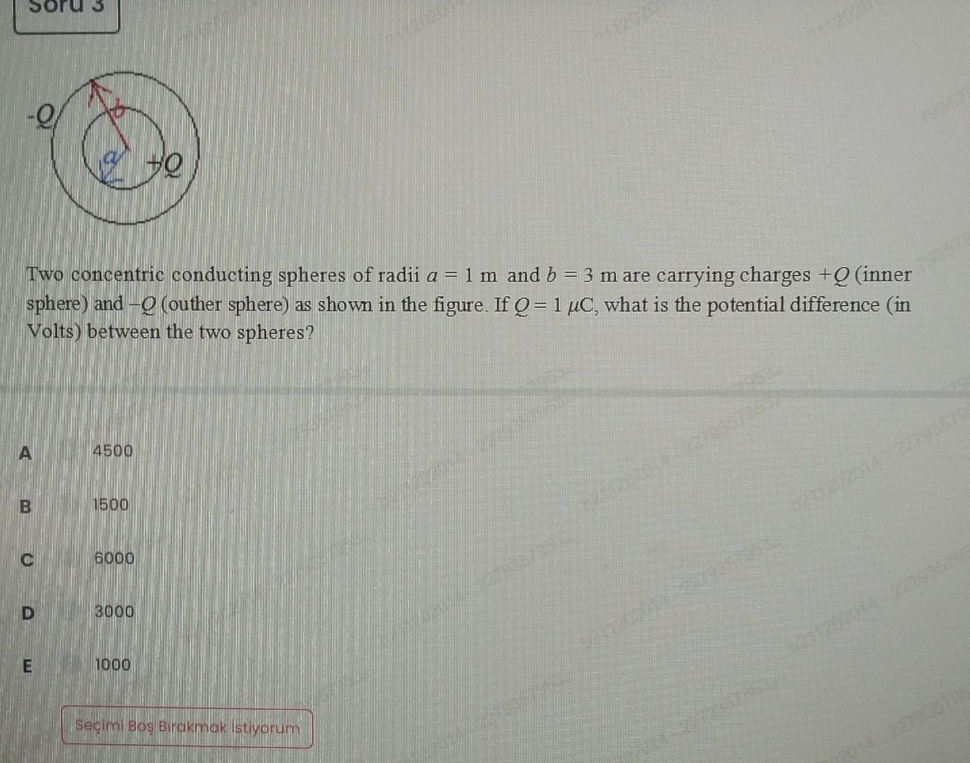Solved Two concentric conducting spheres of radii a=1 m and | Chegg.com