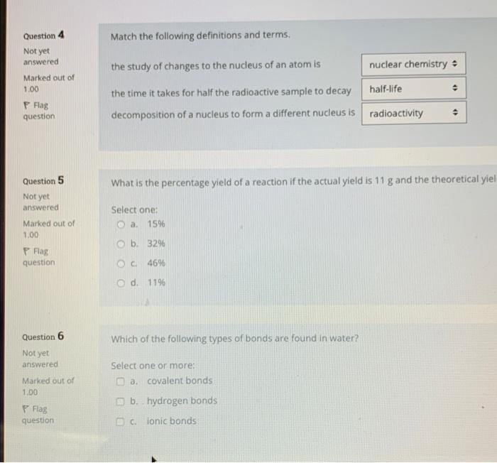 Solved Question 4 Match the following definitions and terms. | Chegg.com