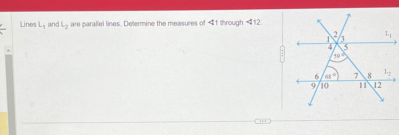 Solved Lines L1 ﻿and L2 ﻿are parallel lines. Determine the | Chegg.com