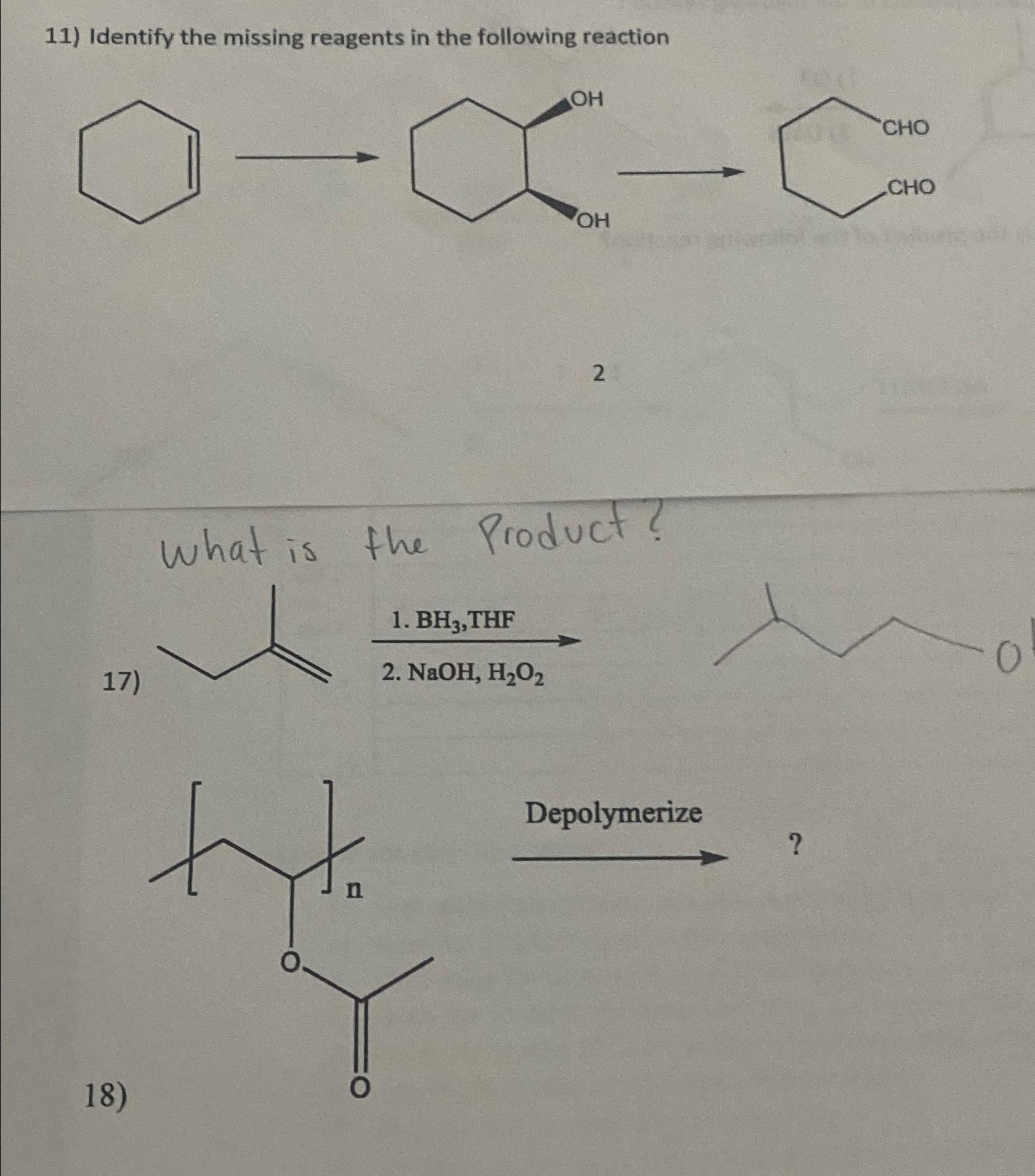 Solved 11. ﻿Identify the missing reagents in the following | Chegg.com