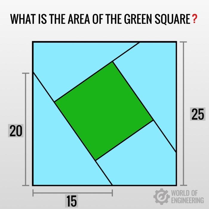 Solved WHAT IS THE AREA OF THE GREEN SQUARE? | Chegg.com