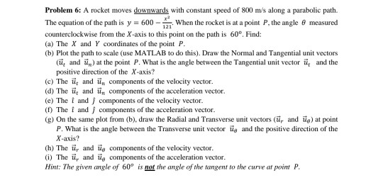 Solved Problem 6: A rocket moves downwards with constant | Chegg.com
