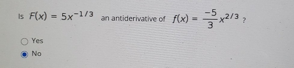Solved Is F(x) = 3cos(4x) + 5x the antiderivative of f(x) = | Chegg.com