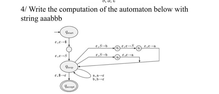 Solved 4/ Write the computation of the automaton below with | Chegg.com