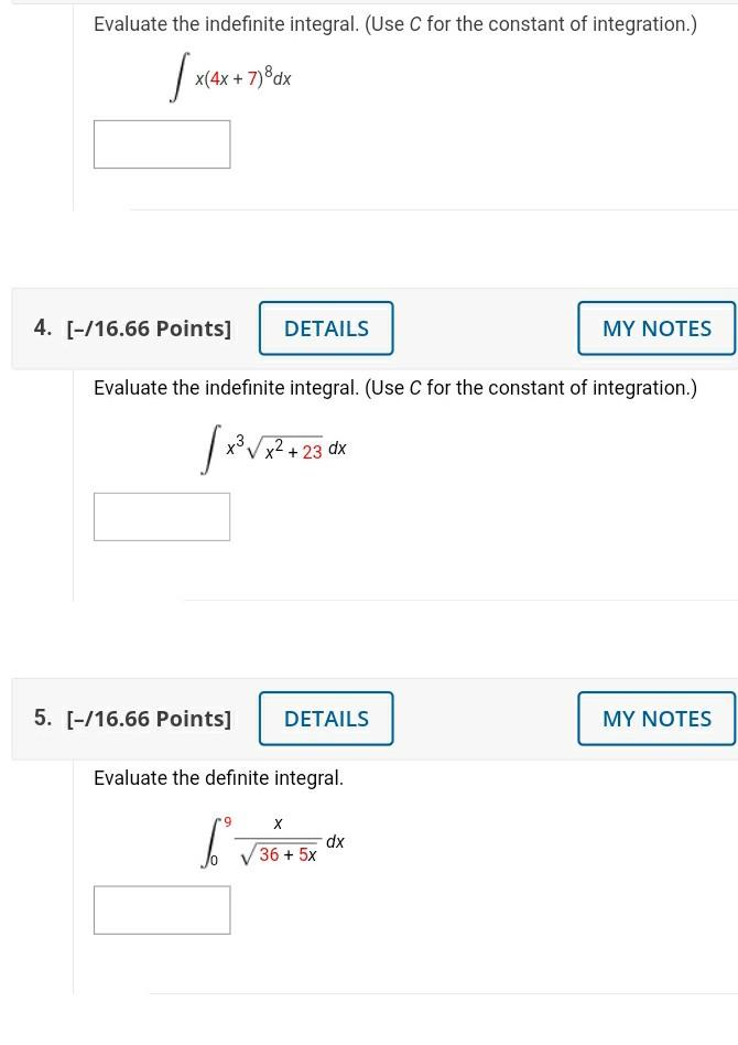 Solved Evaluate the indefinite integral. (Use C for the | Chegg.com