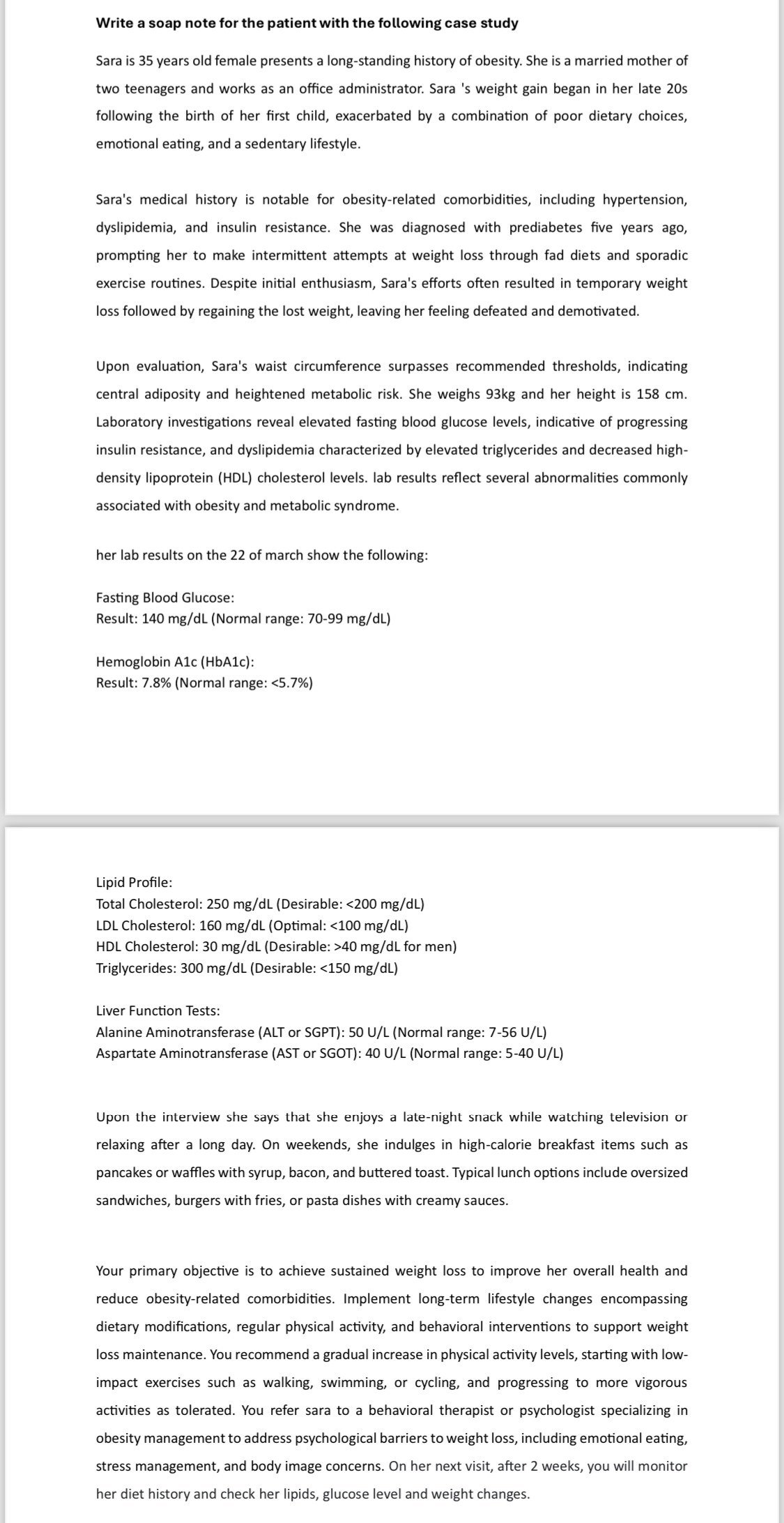 Solved Write a soap note for the patient with the following | Chegg.com