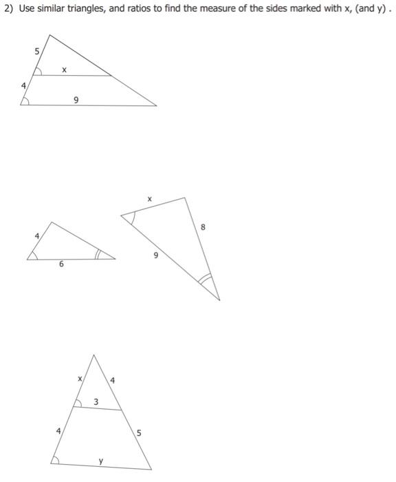 Solved 2) Use similar triangles, and ratios to find the | Chegg.com