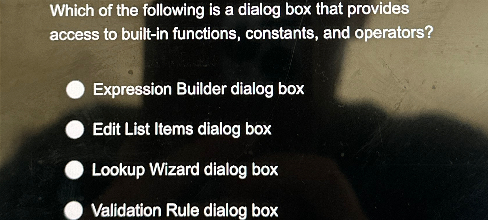 Solved Which of the following is a dialog box that provides | Chegg.com