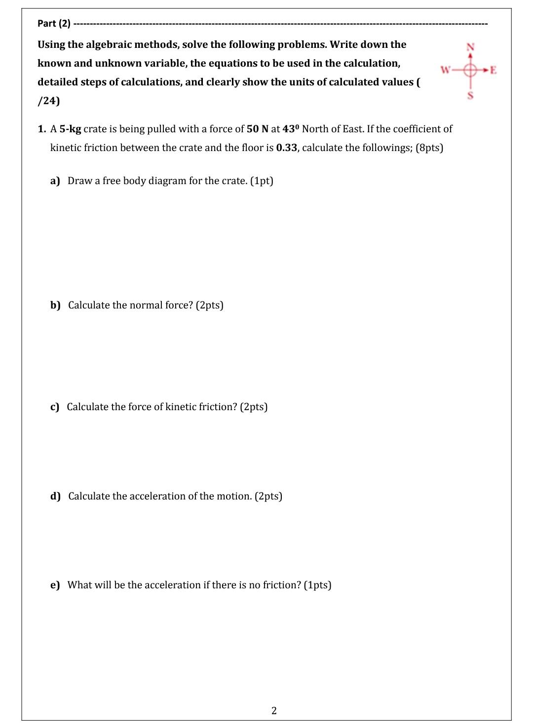 Solved Part (2) Using the algebraic methods, solve the | Chegg.com