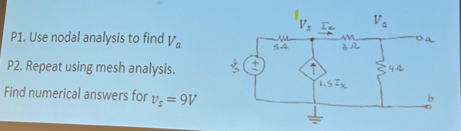 Solved P1. ﻿Use nodal analysis to find VaP2. ﻿Repeat using | Chegg.com