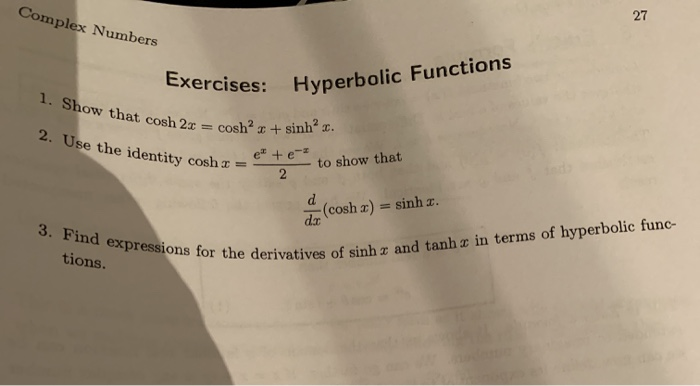 Solved Complex Numbers Exercises: Hyper rcises: Hyperbolic | Chegg.com