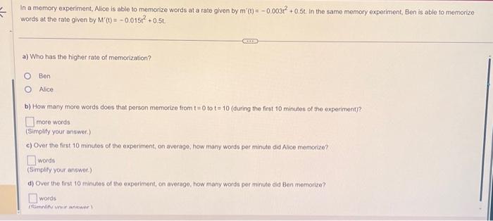 Solved In a memory experiment, Alice is able to memorize | Chegg.com