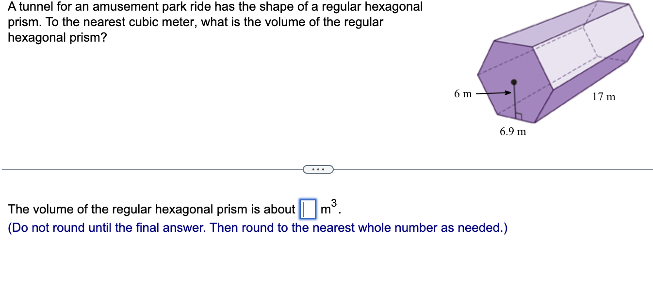 Solved The volume of the regular hexagonal prism is about | Chegg.com
