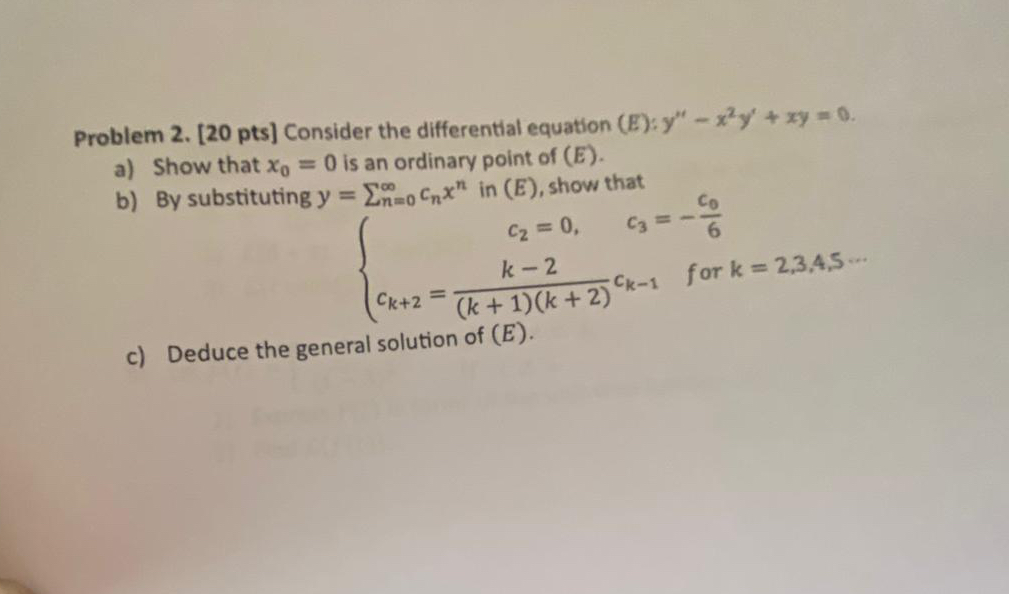 Solved Problem 2. [20 ﻿pts] ﻿Consider the differential | Chegg.com
