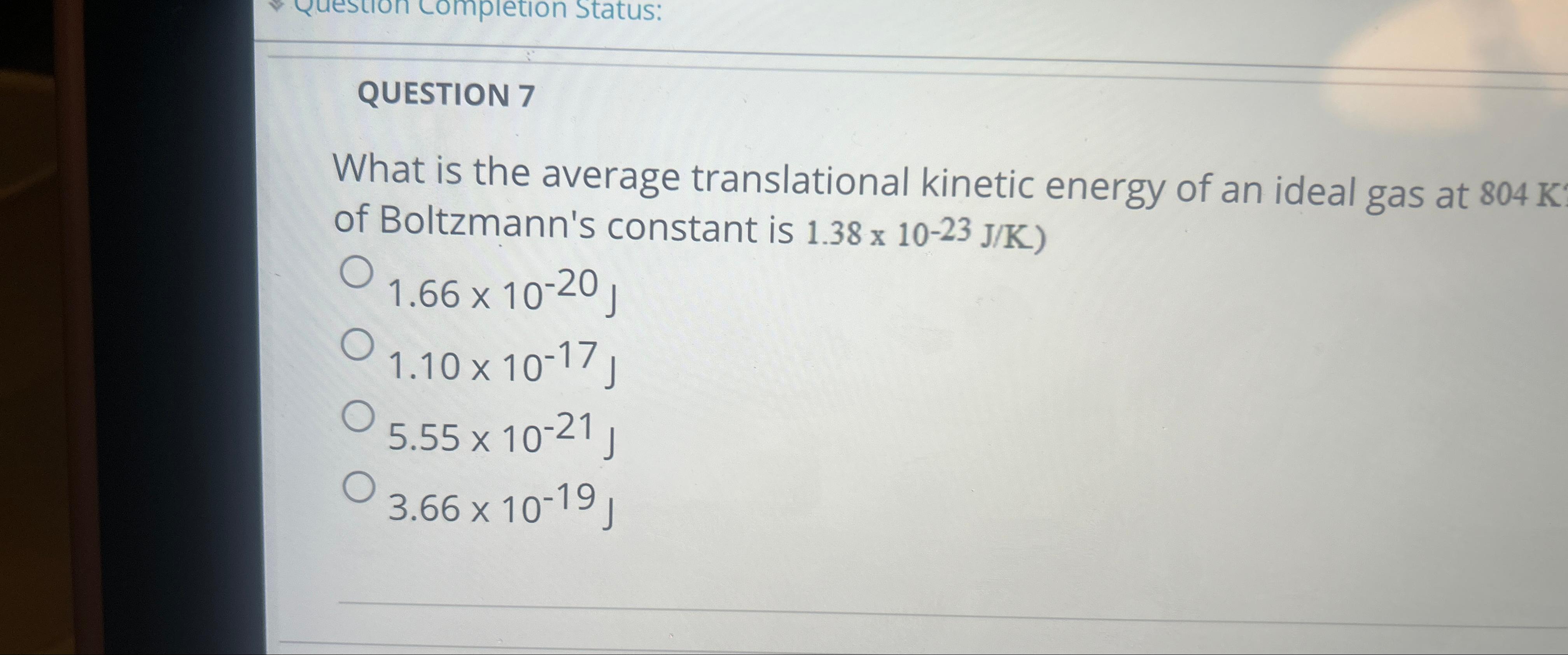 Solved QUESTION 7What is the average translational kinetic | Chegg.com