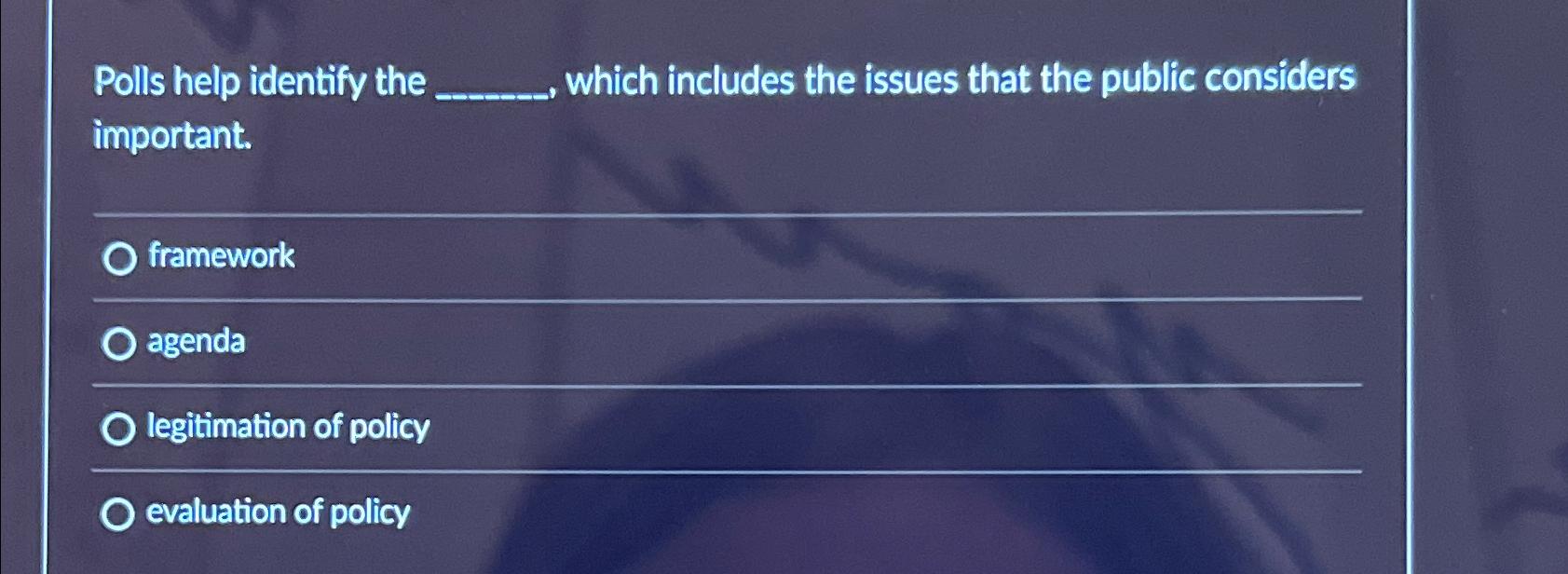 Solved Polls help identify the which includes the issues | Chegg.com