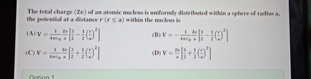 Solved The Total Charge Ze ﻿of An Atomic Nucleus Is