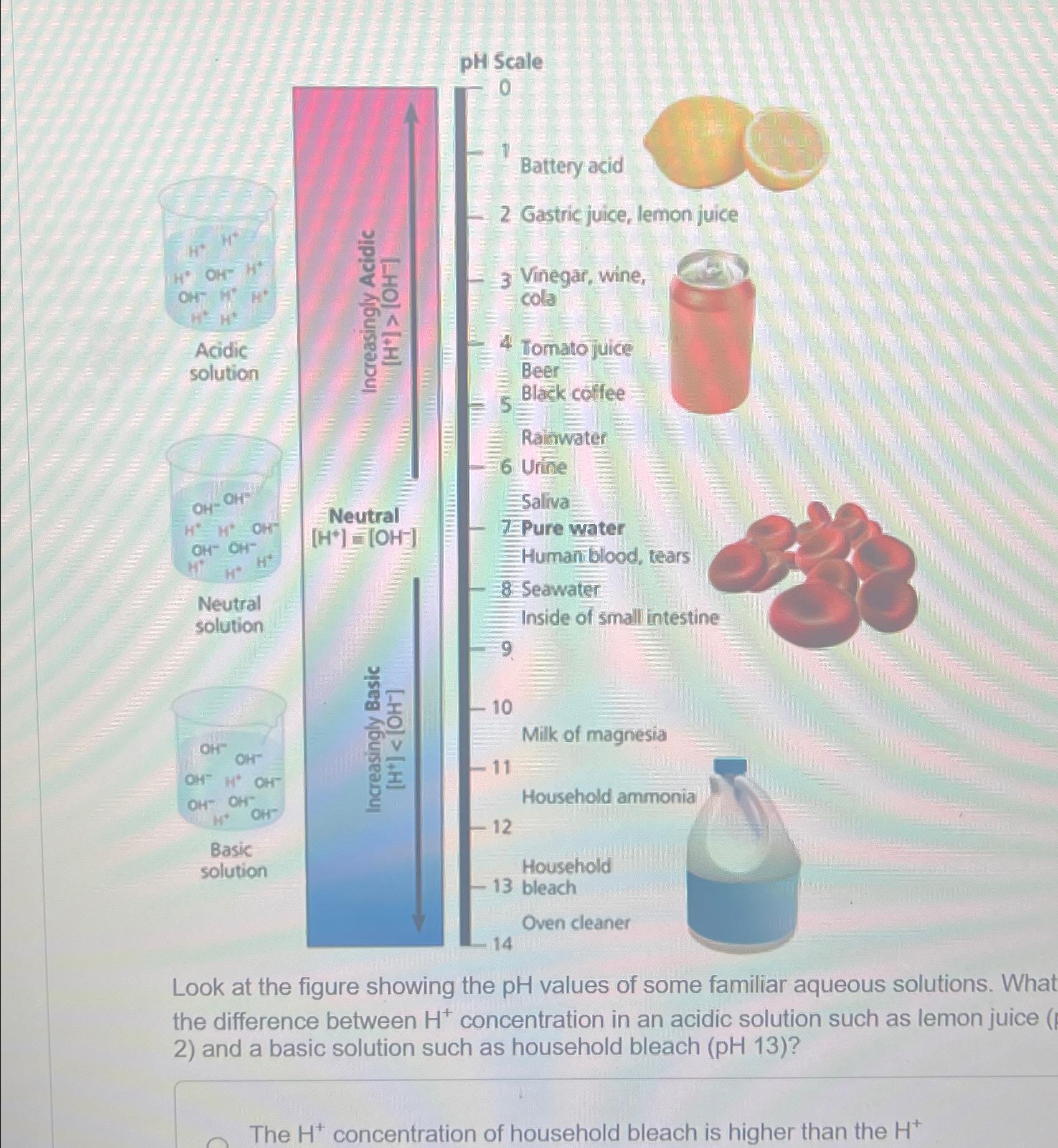Solved Look at the figure showing the pH values of some | Chegg.com