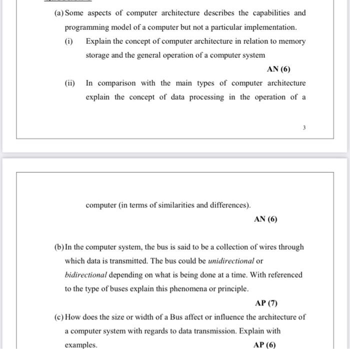Solved (a) Some aspects of computer architecture describes | Chegg.com