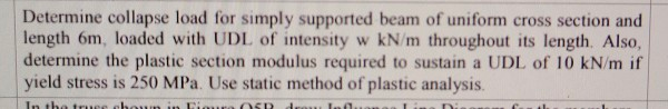 Solved Determine collapse load for simply supported beam of | Chegg.com