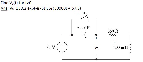 Solved Find V0(t) ﻿for t>0Ans: | Chegg.com