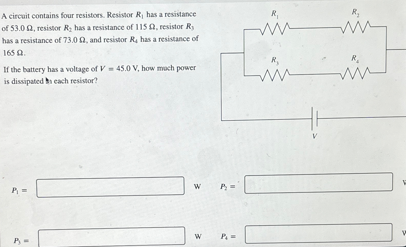 Solved A circuit contains four resistors. Resistor R1 ﻿has a | Chegg.com