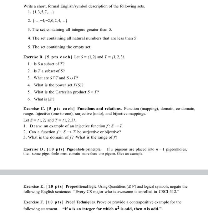 Solved Write a short, formal English/symbol description of | Chegg.com
