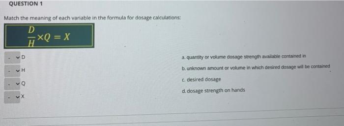 Solved QUESTION 1 Match the meaning of each variable in the | Chegg.com