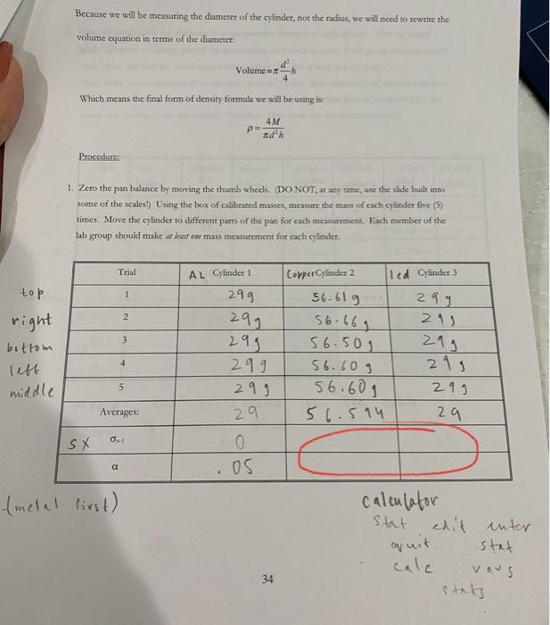 Solved Density measurement and error labCan you find the | Chegg.com