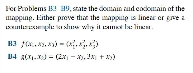 Solved For Problems B3-B9, state the domain and codomain of | Chegg.com