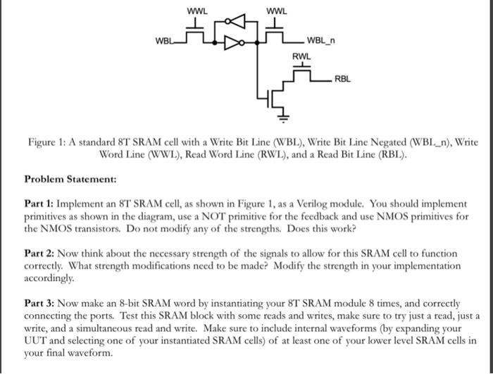 WWL WWL WBL WBL_n RWL RBL Figure 1: A standard 8T | Chegg.com