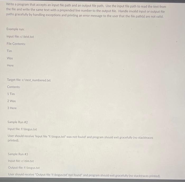 Solved Write A Program That Accepts An Input File Path And