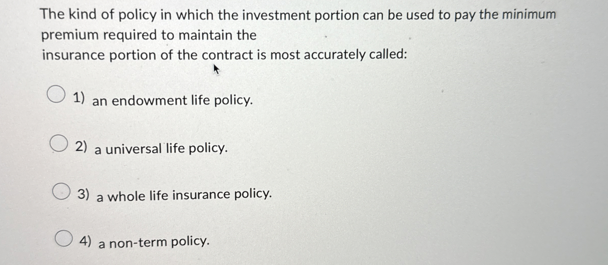 Solved The kind of policy in which the investment portion | Chegg.com