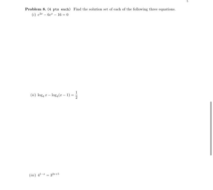 Solved Problem 8. (4 pts each) Find the solution set of each | Chegg.com
