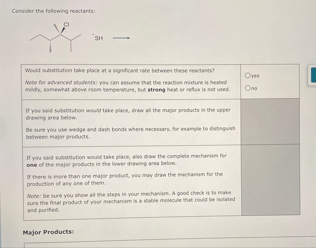 Solved Consider the following reactants:Would substitution | Chegg.com