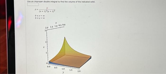 Solved Use an improper double integral to find the volume of | Chegg.com