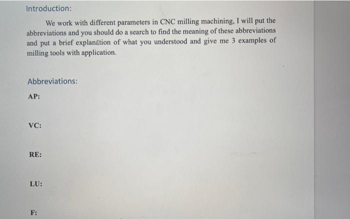 Solved Introduction: We work with different parameters in | Chegg.com