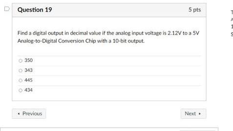 Solved Question 18 5 pts Find the digital output value if an | Chegg.com