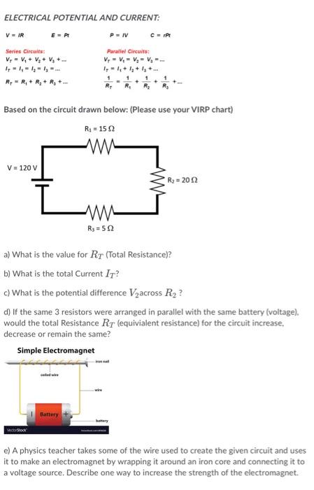 Solved ELECTRICAL POTENTIAL AND CURRENT: VIR EPY PIV CPI | Chegg.com