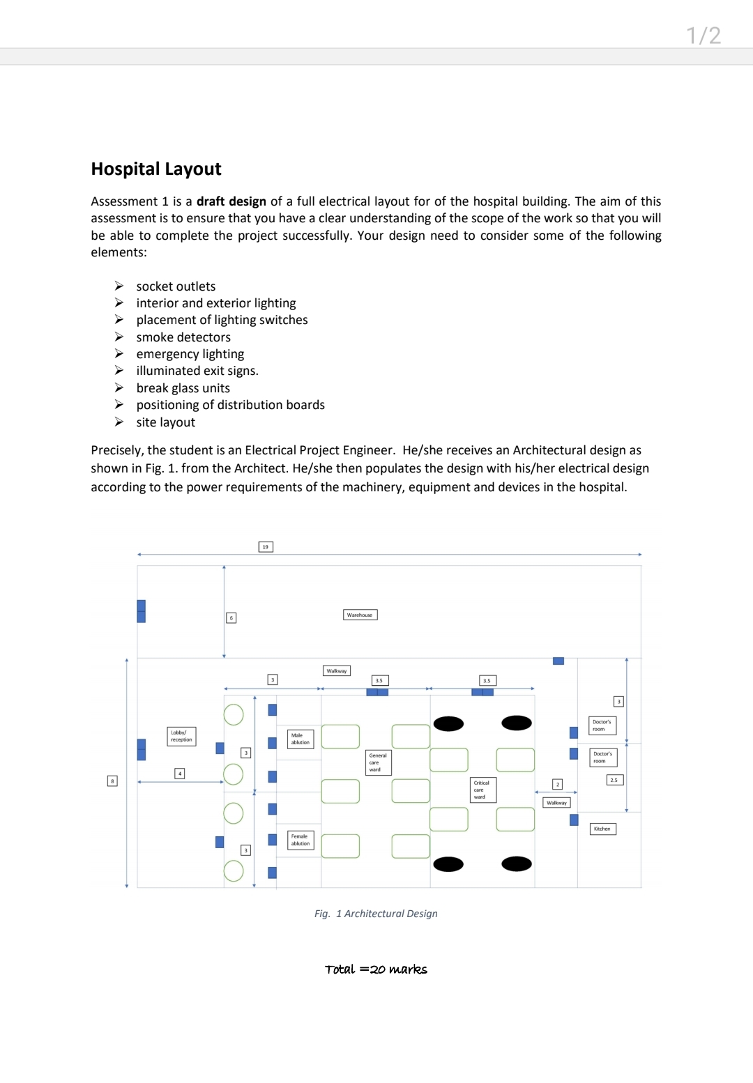 Solved Hospital LayoutAssessment 1 ﻿is a draft design of a | Chegg.com