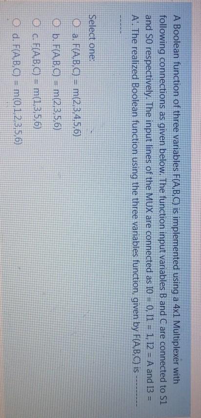 Solved A Boolean function of three variables F(A,B,C) is | Chegg.com