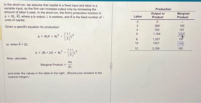 Solved In the short-run, we assume that capital is a fixed | Chegg.com