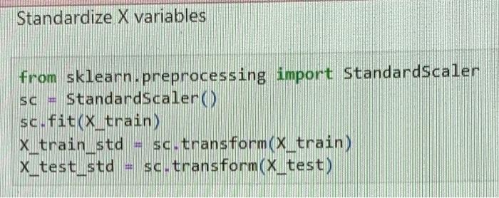 Solved from sklearn. 5Vm import SVC svm.fit(X_train_std, | Chegg.com