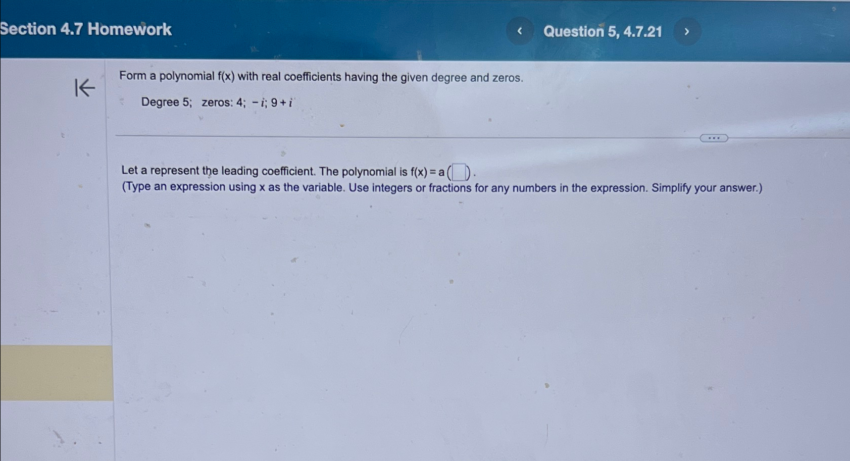 Solved Section 4 7 ﻿homeworkquestion 5 4 7 21form A