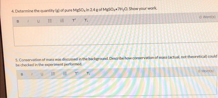 Solved Experiment 1 Data Table 1: Stoichiometry Values 1.50g | Chegg.com